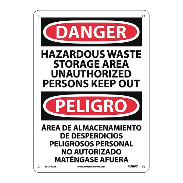 Nmc Danger Hazardous Waste Storage Area Sign - Bilingual, ESD442AB ...