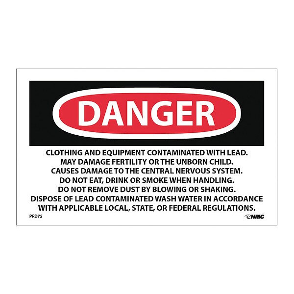 Nmc Danger Lead Containing Hazardous Waste Hazard Warning Label PRD75 ...