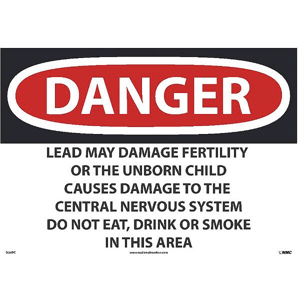 Nmc Danger Lead Work Area Sign, D36PC D36PC | Zoro