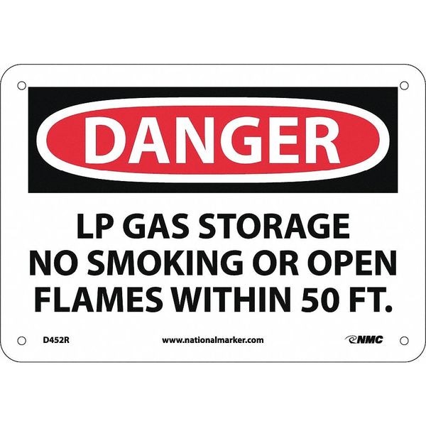 Nmc Danger Lp Gas Storage No Smoking Sign, D452R D452R | Zoro
