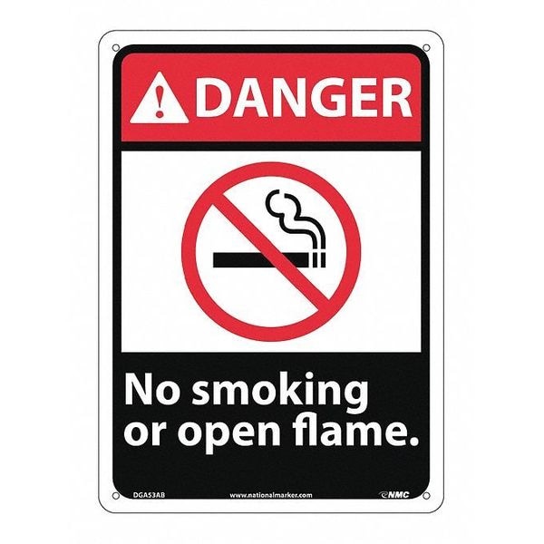 Nmc Danger No Smoking Or Open Flame Sign, DGA53AB DGA53AB | Zoro