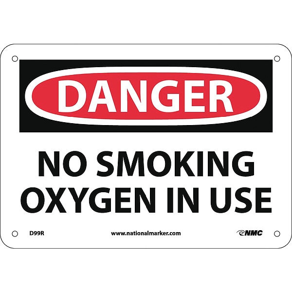 Nmc Danger No Smoking Oxygen In Use Sign, D99R D99R | Zoro