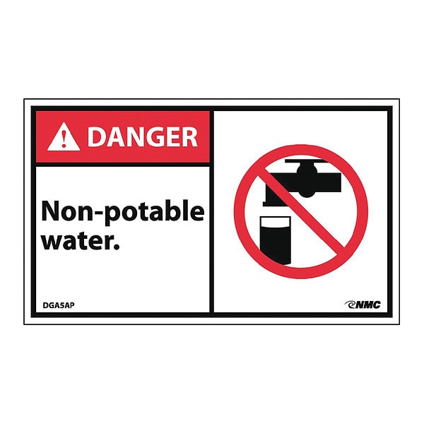 Nmc Danger Non-Potable Water Label, Pk5 DGA5AP | Zoro