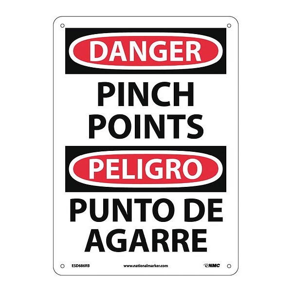 Nmc Danger Pinch Points Sign - Bilingual ESD686RB | Zoro