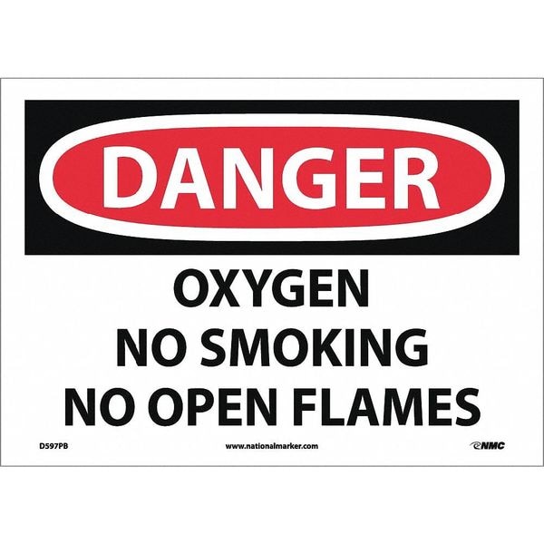 Nmc Danger Oxygen No Smoking No Open Flames Sign, D597PB D597PB | Zoro