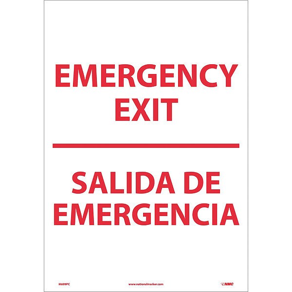 Nmc Emergency Exit Sign - Bilingual M699PC | Zoro