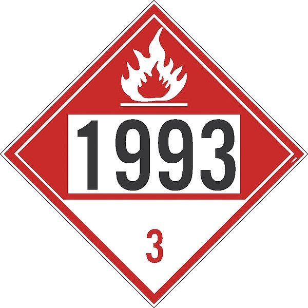 Nmc Dot Placard Sign, 1993 3, Flammable Liquid, Background Color: Red ...