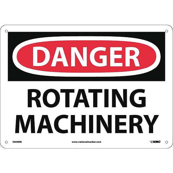 Nmc Danger Rotating Machinery Sign, 10 in Height, 14 in Width, Rigid ...