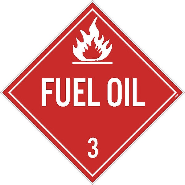 Nmc Fuel Oil 3 Dot Placard Sign, Material: Adhesive Backed Vinyl DL100P ...