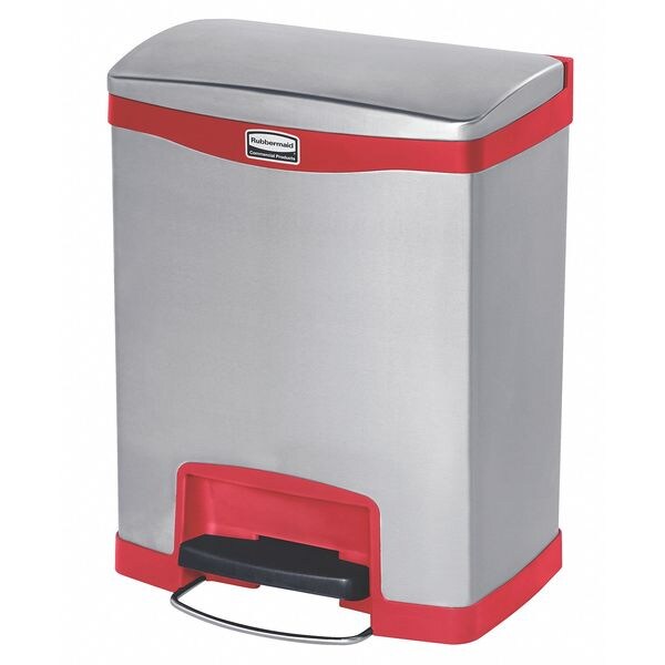Rubbermaid Commercial 8 gal. Front Step Container, SS, 8 gal., Red, Red ...