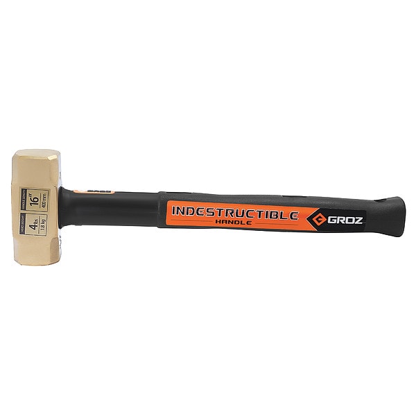 Groz Brass Striking Hammer, 4 lb., 16" 34703 | Zoro