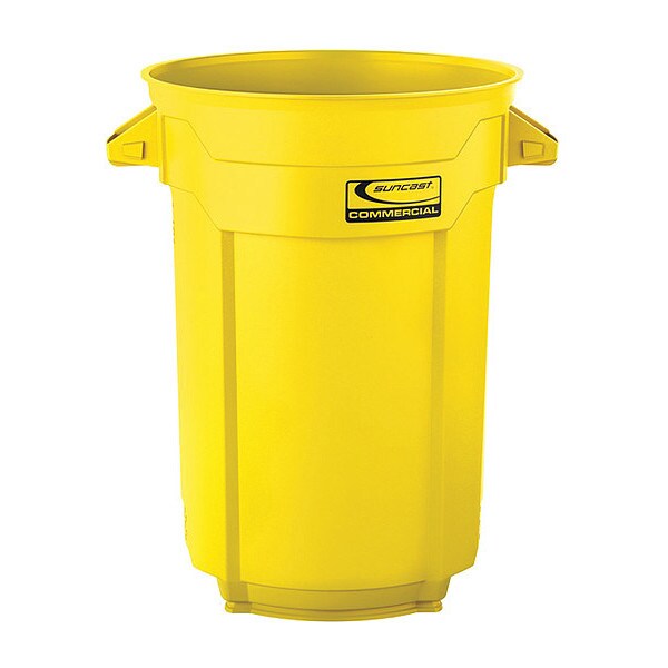 Suncast Commercial 44 gal. Round Trash Can, Yellow, Snap-On, HDPE ...