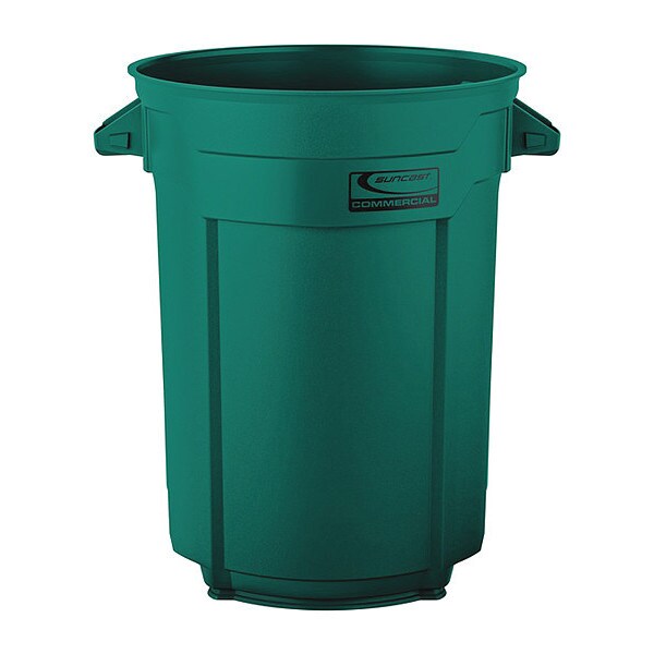 Suncast Commercial 55 gal. Round Trash Can, Green, Snap-On, HDPE ...