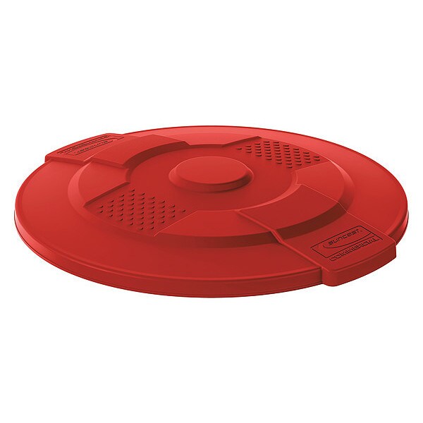 Suncast Commercial Utility Trash Can Lid, Red, Plastic TCU44LIDRD | Zoro