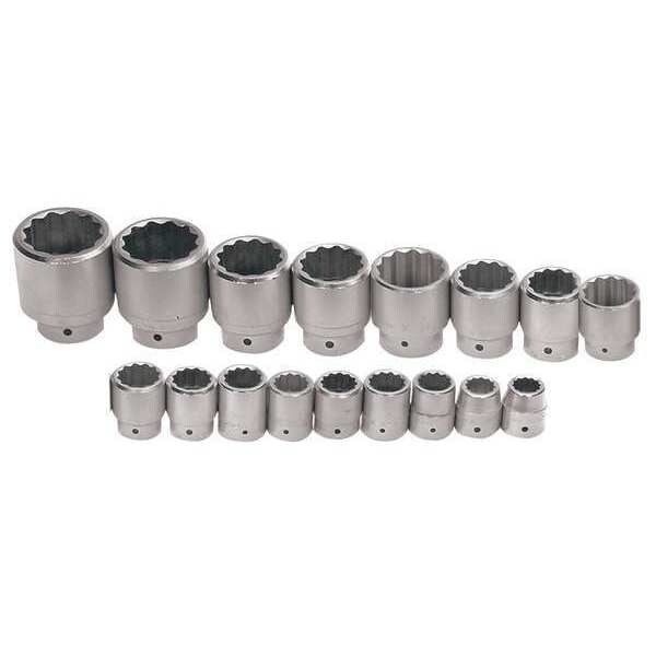 WILLIAMS 1" Standard Socket Set,1"D,12Pt,17pcs. SAE, High Polished ...