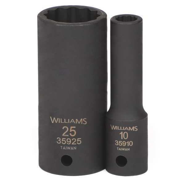 WILLIAMS 1/2" Impact Socket : Black Industrial - 35912
