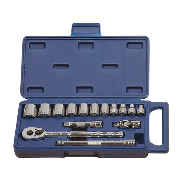 WILLIAMS 3/8" Socket and Drive Tool Set,3/8" D,15pcs., Chrome plated ...