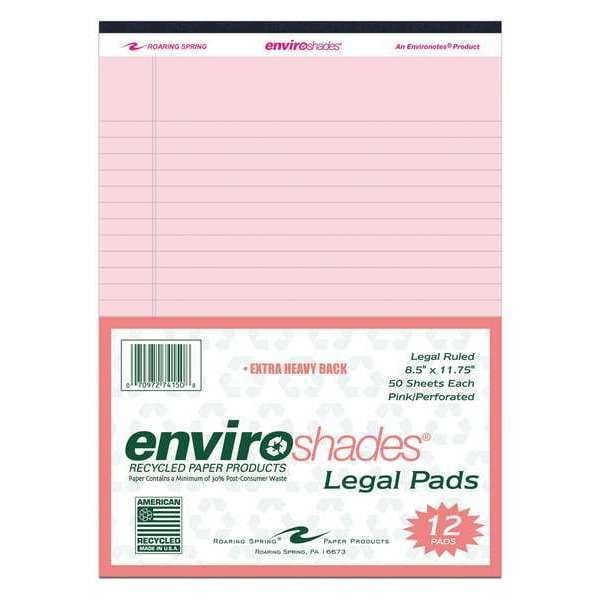 Roaring Spring Case of Enviroshades Recycled Pink Legal Pads, 50 Sheets ...