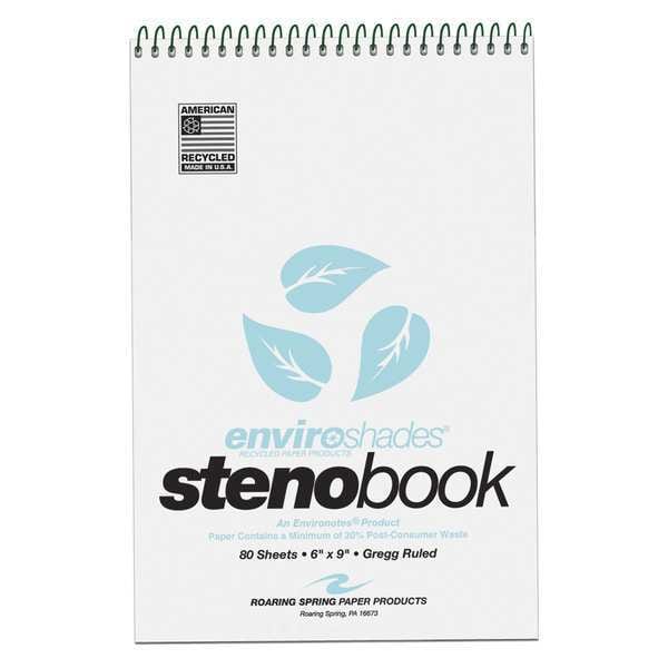 Roaring Spring Case of Recycled Blue Steno Pads, 6"x9", Gregg Ruled, 80 ...