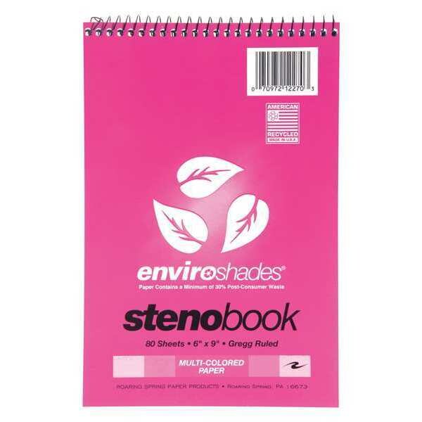 Roaring Spring Steno Notebook, Colored Paper, 6x9, PK24 12370 | Zoro
