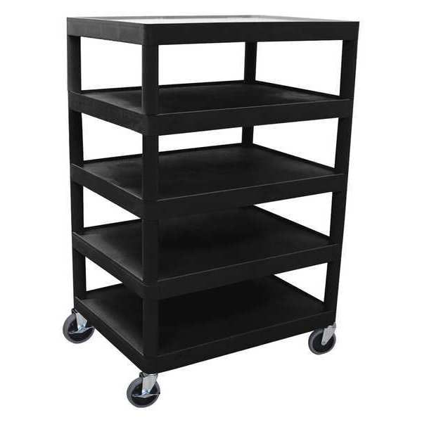 Luxor Utility Cart, Five Flat Shelf, Injection Molded Thermoplastic ...