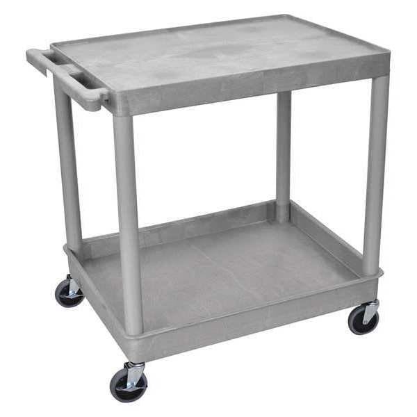 Luxor Utility Cart - Large Flat-Top and Tub-Bottom Shelf Cart - Gray ...