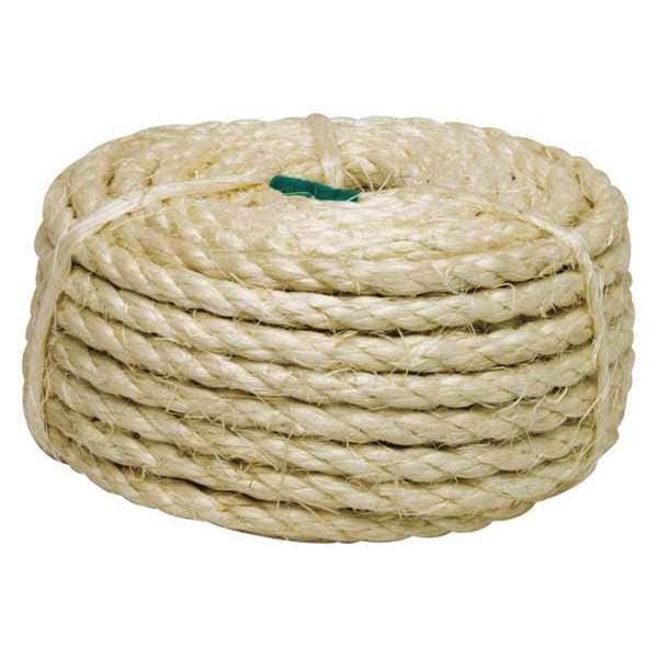 Roadpro Twisted Sisal Rope, 3-Strand, 1/4x50ft. RP1302 | Zoro