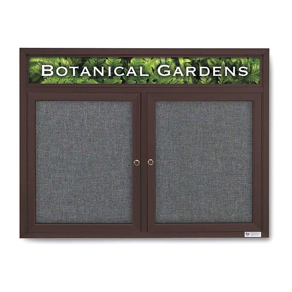 United Visual Products Corkboard, Hdr, Fbrc, Brnz/Gry, 2 Dr, 42x32 ...