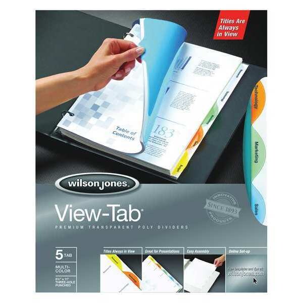 Wilson Jones Transparent Dividers, 5 Tab, Multi, Round W55061 | Zoro