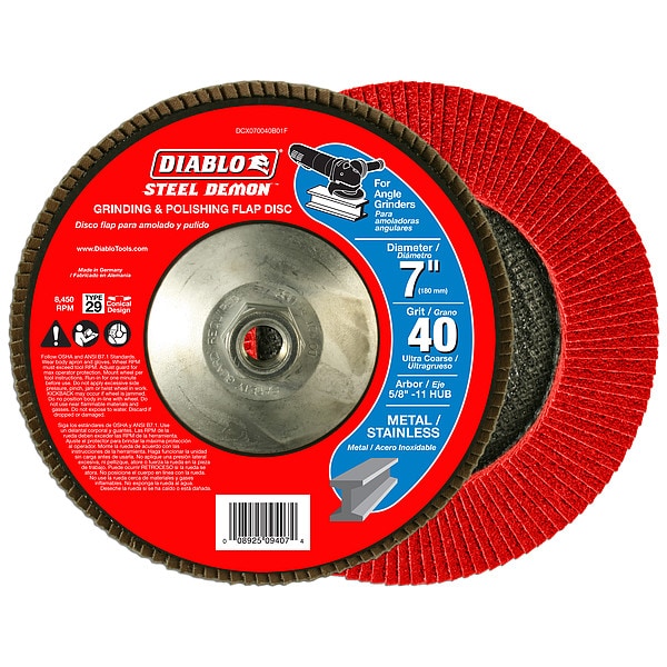 Diablo Grinding/Polishing Flap Disc, 7", 40G DCX070040B01F | Zoro