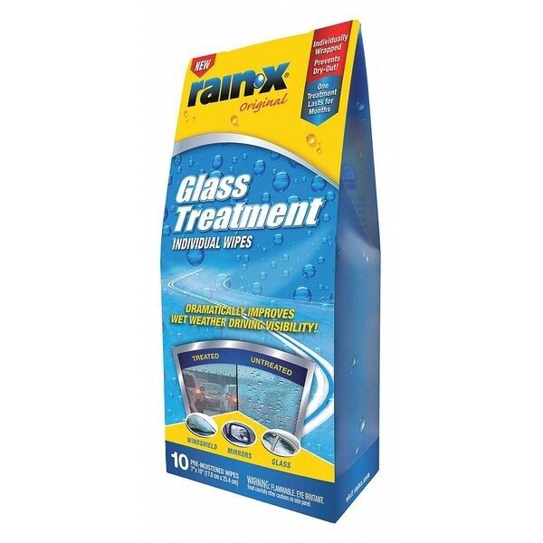 Rain-X Glass Cleaner Treatment Wipes, PK10 630021 | Zoro