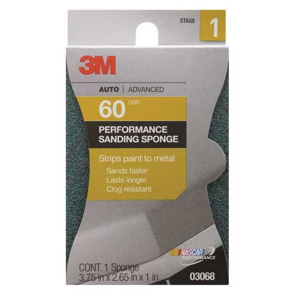 3M Sanding Sponge, 1"x 2-5/8", 60 Grit, PK12 03068 | Zoro