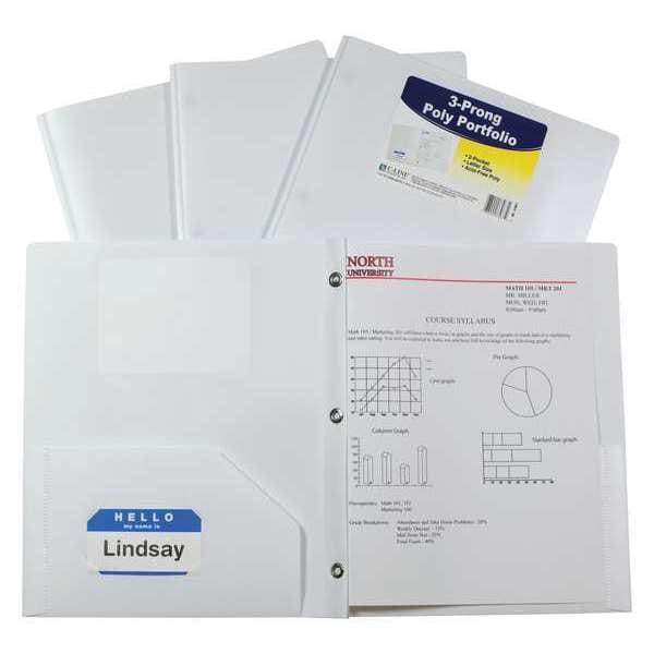 C-Line Products Two Pocket Folder, Prong, White, PK12 33967BNDL12EA | Zoro
