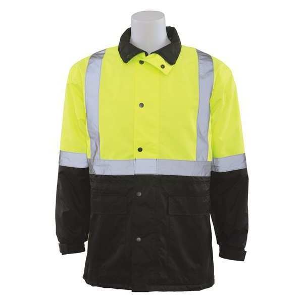 Erb Safety Jacket, Zip-Off Sleeve, Hi-Viz, Lime, M 62079 | Zoro
