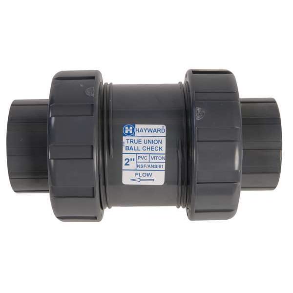 Hayward Flow Control Check Valve, True Union, Ball, 2-1/2", PVC/FPM, Threaded TC1250T | Zoro