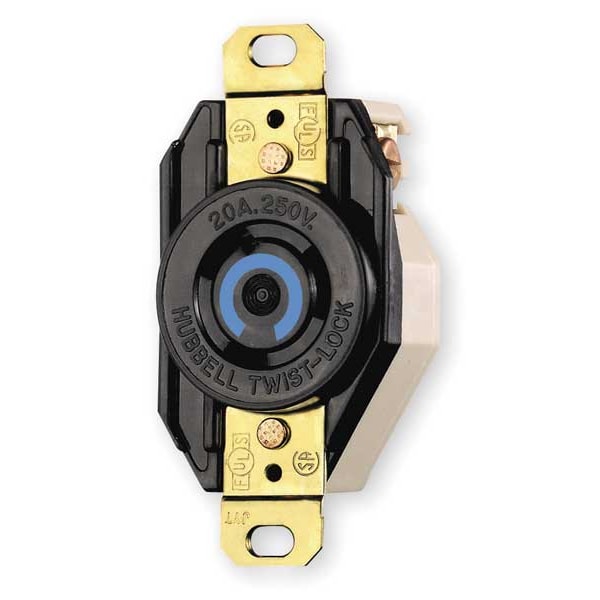 Hubbell HBL2320 20A Twist-Lock Receptacle 2P 3W 250VAC L6-20R BK | Zoro.com