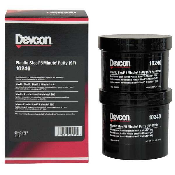 Devcon Putty, 1 lb Container Size, Can, Plastic Steel, Dark Gray 10240 ...