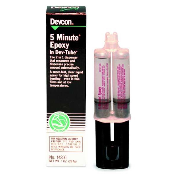 Devcon 5-Minute Epoxy Adhesive, 25 ml, Syringe, Light Amber, 1:1 Mixing ...