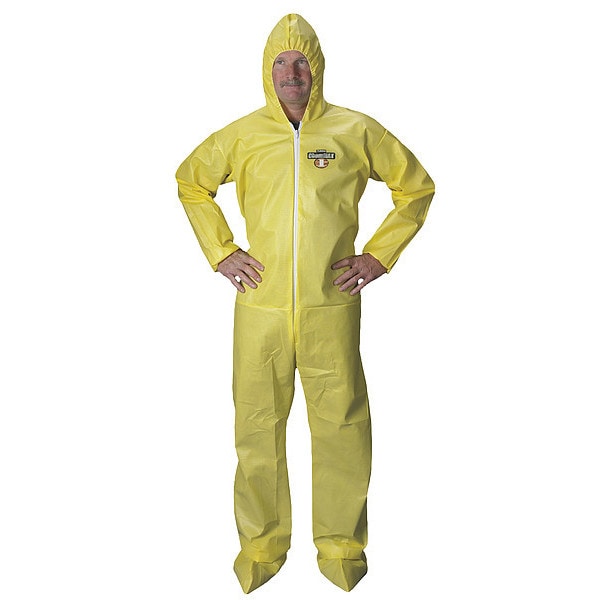Lakeland Hooded Chemical Resistant Coveralls, Yellow, Non-Woven ...