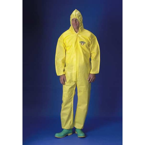 Lakeland Hooded Chemical Resistant Coveralls, Yellow, Non-Woven ...