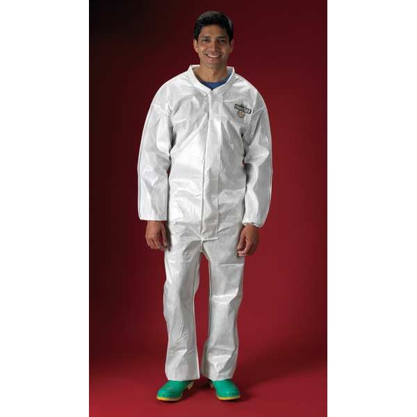 Lakeland Collared Chemical Resistant Coveralls, White, ChemMax(R) 2 ...