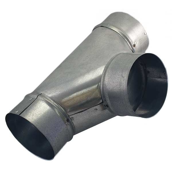 Greenseam Round Duct Tee, 12 in Duct Dia, Galvanized Steel, 24 ga GA ...