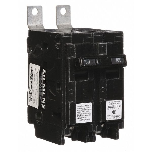 SIEMENS 100A, 2 pole Miniature Circuit Breaker, BL, 120/240V AC, - B2100H
