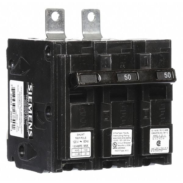 SIEMENS 50A, 2 pole Miniature Circuit Breaker, BL, 120/240V AC, - B25000S01