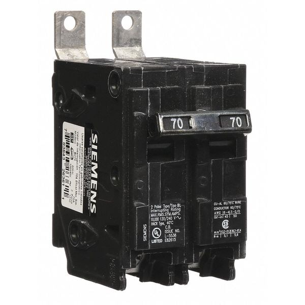 SIEMENS 70A, 2 pole Miniature Circuit Breaker, BL, 120/240V AC, - B270