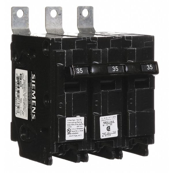 SIEMENS 35A, 3 pole Miniature Circuit Breaker, BL, 240V AC, - B335
