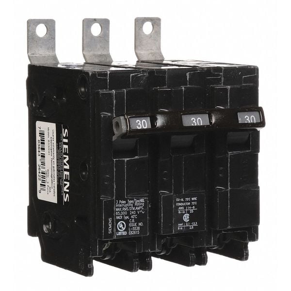 SIEMENS 30A, 3 pole Miniature Circuit Breaker, BL, 240V AC, - B330HH