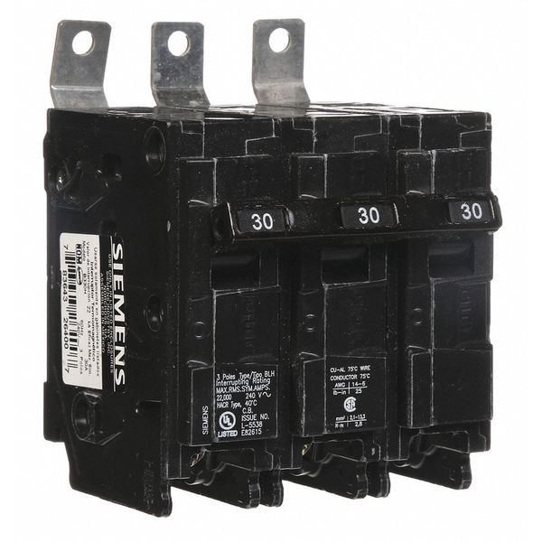 SIEMENS 30A, 3 pole Miniature Circuit Breaker, BL, 240V AC, - B330H