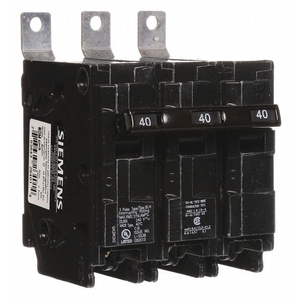 SIEMENS 40A, 3 pole Miniature Circuit Breaker, BL, 240V AC, - B340H