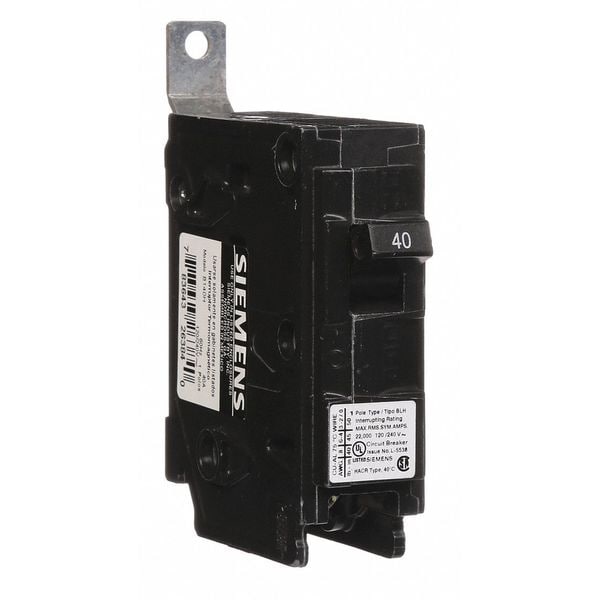 SIEMENS 40A, 1 pole Miniature Circuit Breaker, BL, 120/240V AC, - B140H